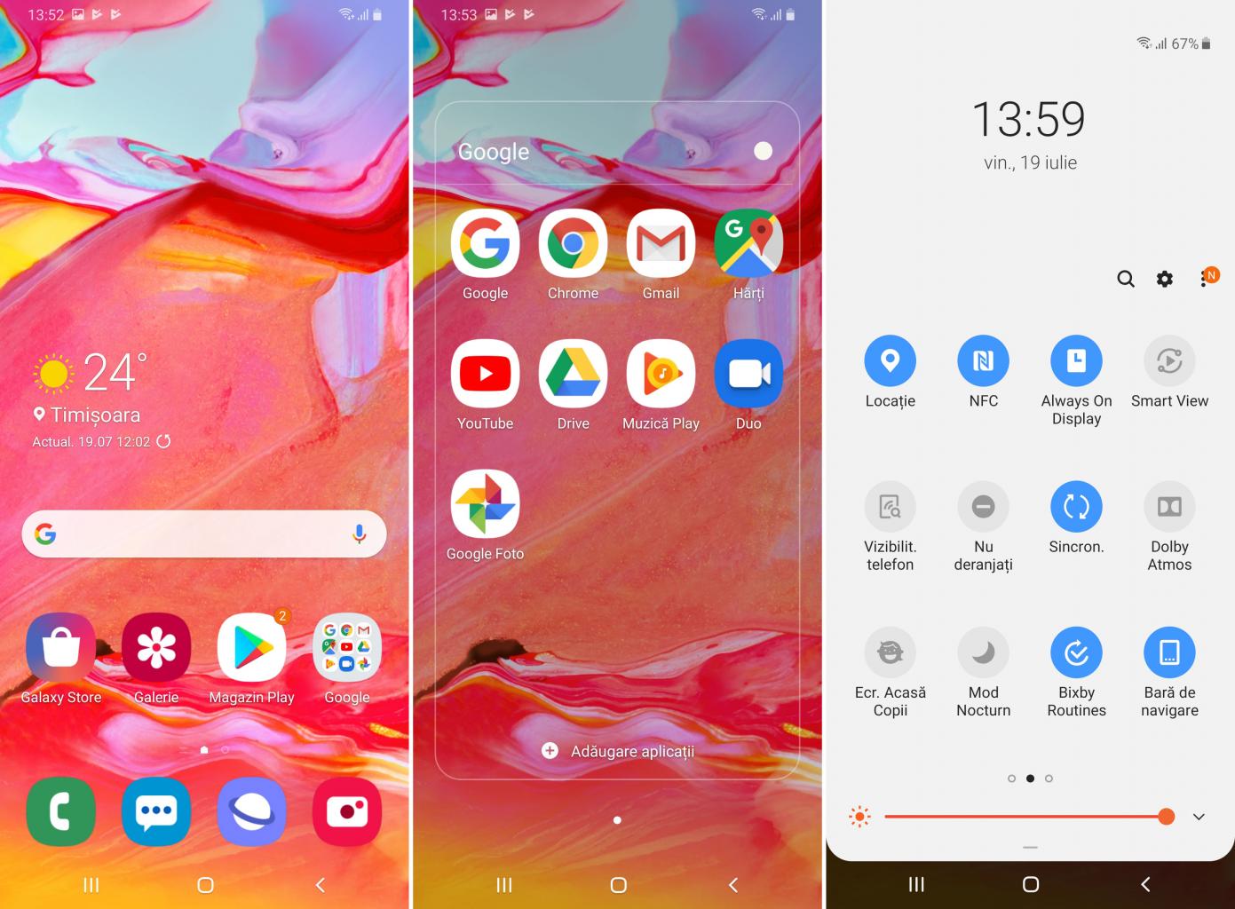 Samsung Galaxy A70: OS, UI, aplicaţii clasice One UI, cu câteva update-uri